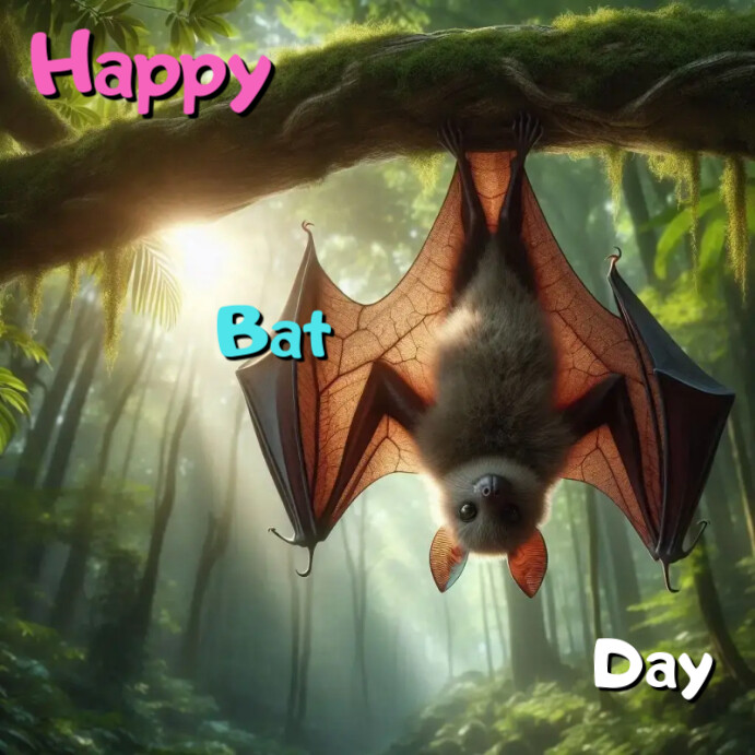Plantilla de Green Joyful Bat Day Instagram Post | PosterMyWall