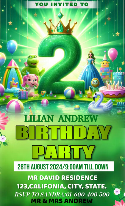 Copy of Green Joyful Birthday Invitation Template For | PosterMyWall