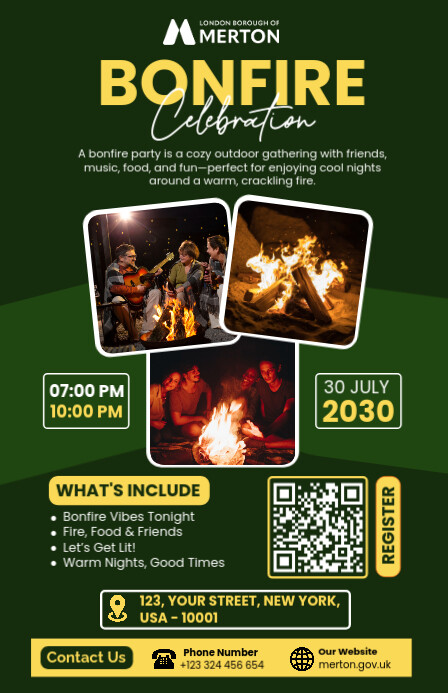 Copy of Green Joyful Bonfire Party Celebration Tabloid | PosterMyWall