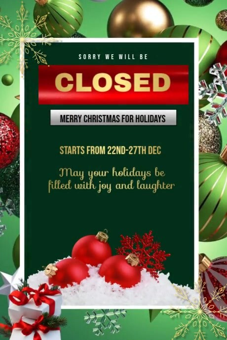 Copy of Green Joyful Christmas Break Announcement Poster | PosterMyWall