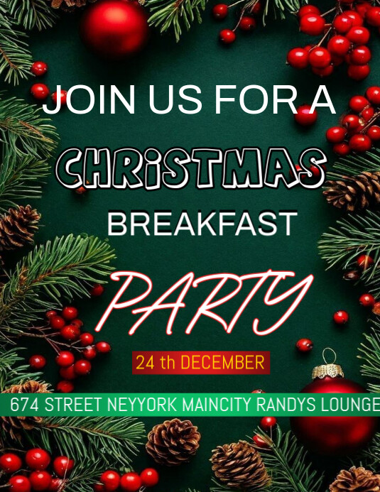 Copy of Green Joyful Christmas Breakfast Party Flyer (us Letter ...