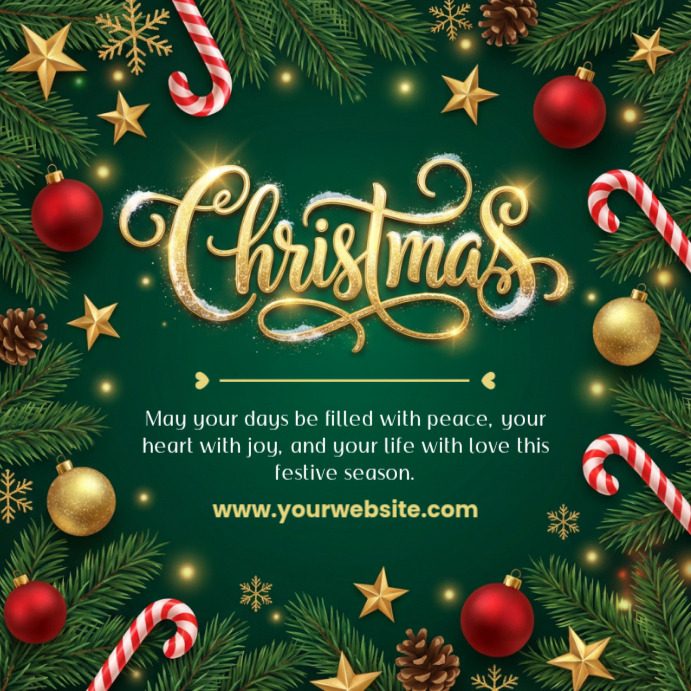 Green Joyful Christmas Celebration Instagram Post Template | PosterMyWall