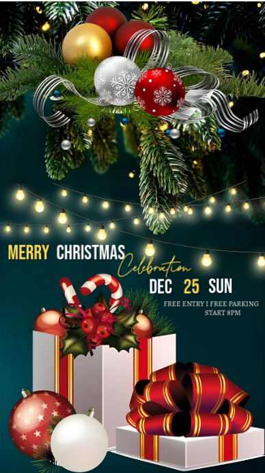 Green Joyful Christmas Celebration Poster Whatsapp Status Template ...