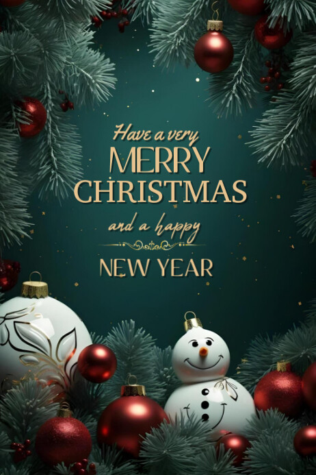 Green Joyful Christmas Greetings Card Poster Template | PosterMyWall