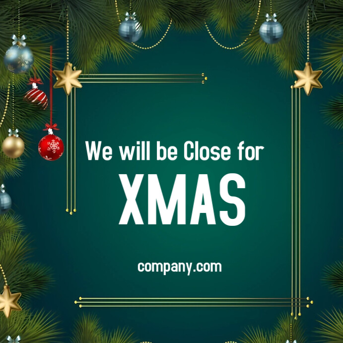 Green Joyful Christmas Holiday Closing Instagram Post Template | PosterMyWall