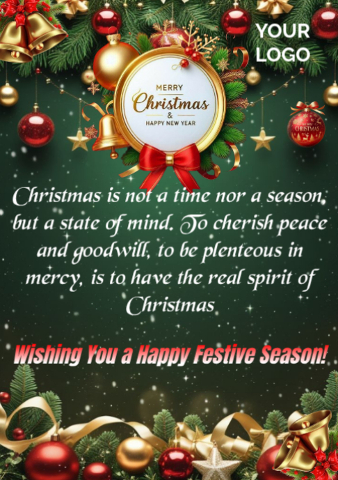 Green Joyful Christmas Quote A2 Template | PosterMyWall