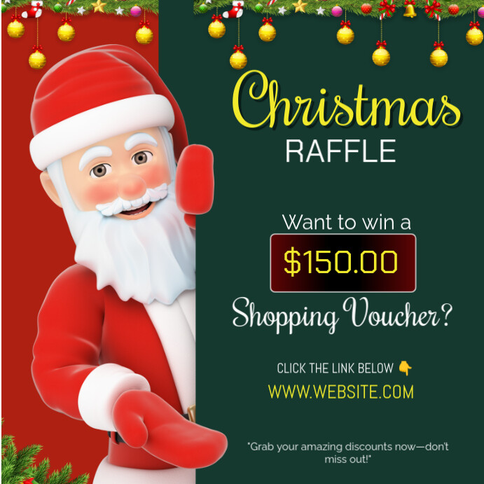 Green Joyful Christmas Raffle Contest Flyer Instagram Post Template ...