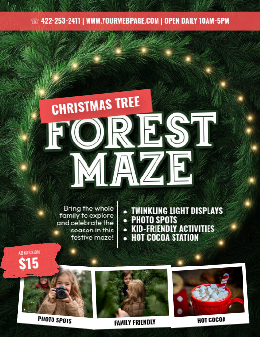 Modèle Green Joyful Christmas Tree Forest Maze Flyer (us Letter ...