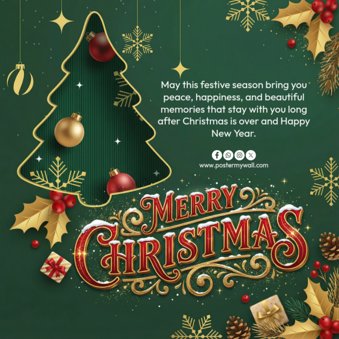 Green Joyful Christmas Wish Instagram Post Template | PosterMyWall