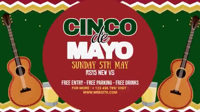 Modèle Green Joyful Cinco de Mayo Celebration Digital Display Video ...