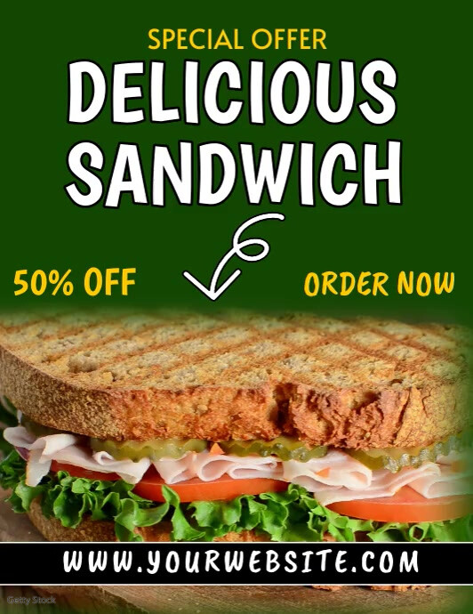 Copy of Green Joyful Delicious Sandwich Flyer (us Let | PosterMyWall