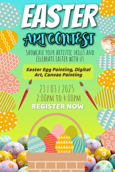 Green Joyful Easter Art Contest Poster Template | PosterMyWall