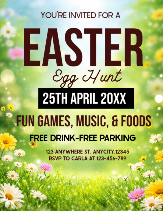 Green Easter Egg Hunt Flyers Template | PosterMyWall