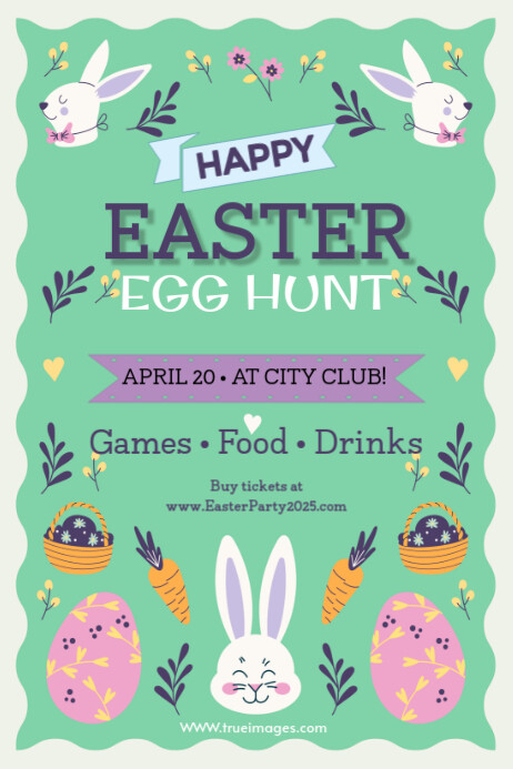 Green Joyful Easter Egg Hunt Poster Template | PosterMyWall
