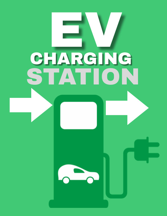 Green Joyful Ev Charging Station Flyer (us L Template | PosterMyWall