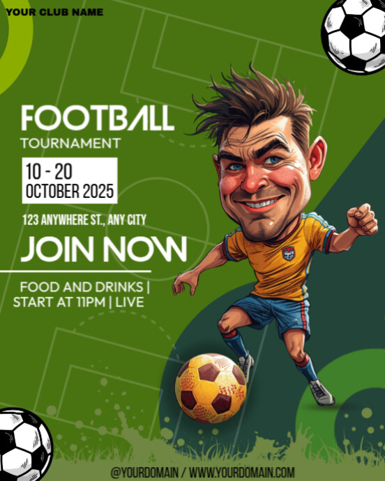 Green Joyful Football Tournament Event Instagram Portrait Template ...