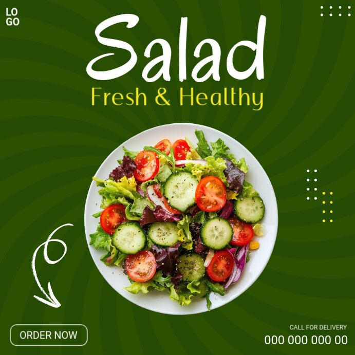 Green Joyful Fresh And Healthy Salad Instagram Post Template | PosterMyWall