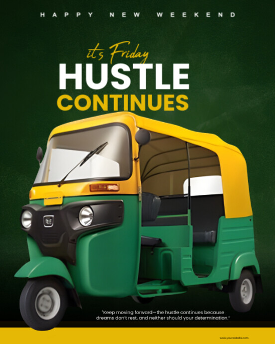 Green Joyful Friday Motivation - Keep Hustling Poster Template ...