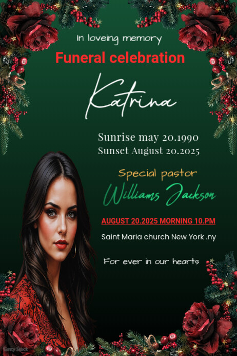 Copy of Green Joyful Funeral Celebration Poster | PosterMyWall