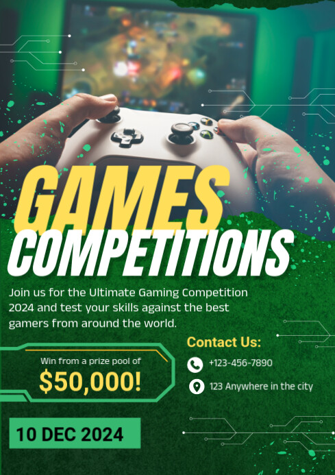 Copy of Green Joyful Game Tournament A4 | PosterMyWall