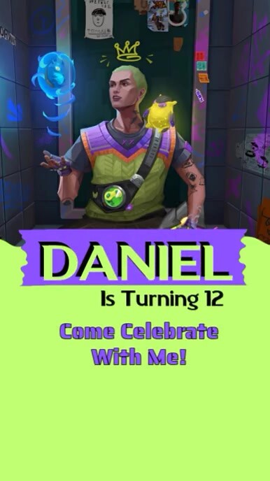 Plantilla de Green Joyful Gekko Valorant Birthday Invitation Instagram ...