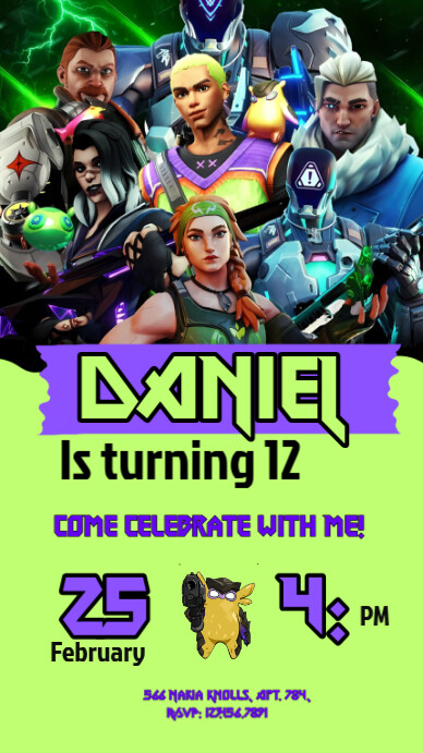 Green Joyful Gekko Valorant Invitation Instagram Story Templat ...