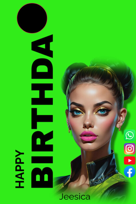 Green Joyful Happy Birthday Poster Template | PosterMyWall