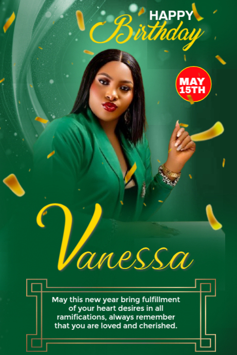Green Joyful Happy Birthday Poster Template | PosterMyWall