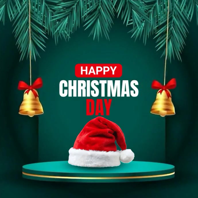 Green Joyful Happy Christmas Day Instagram Post Template | PosterMyWall