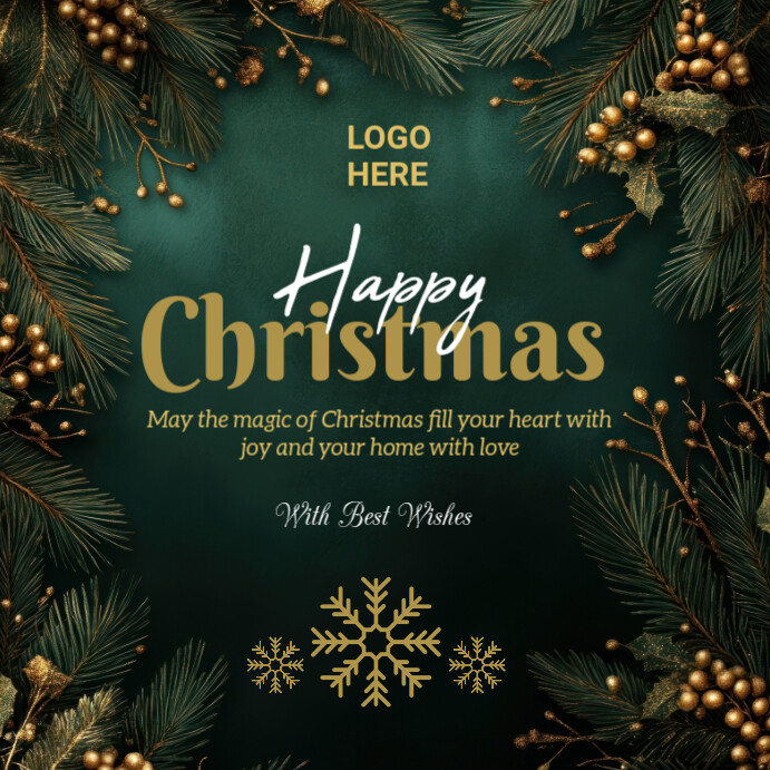 Green Joyful Happy Christmas Instagram Post Template | PosterMyWall