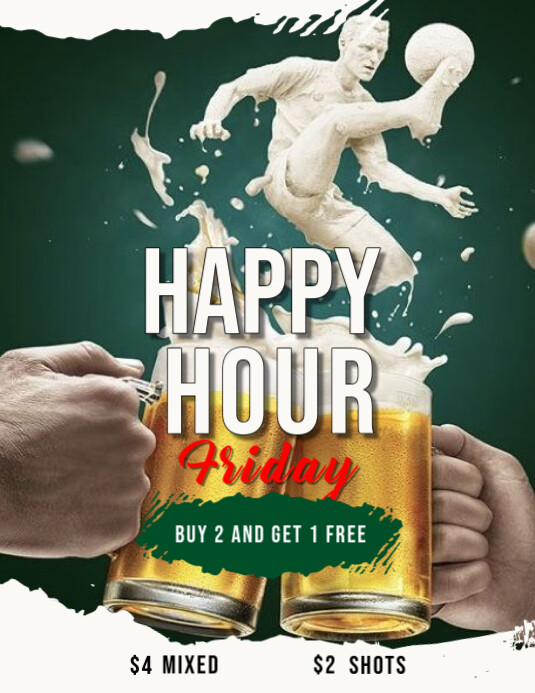 Copy of Green Joyful Happy Hour Friday Template Flyer (us Letter ...