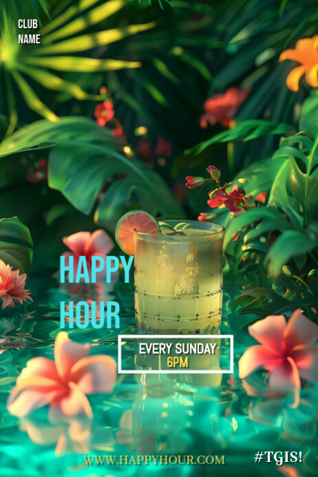 Green Joyful Happy Hour Weekend Bar Party Poster Template | PosterMyWall