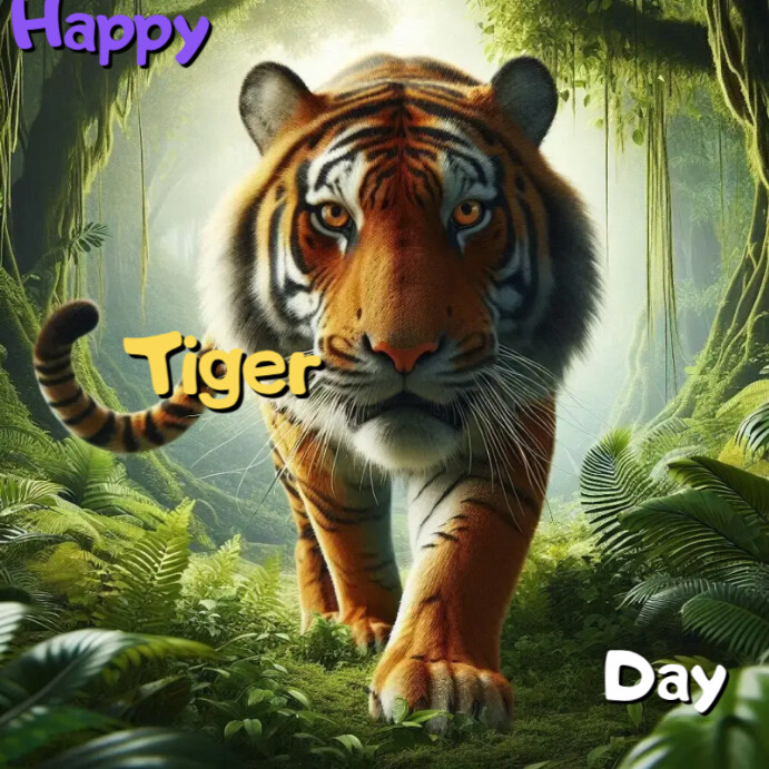 Modèle Green Joyful Happy Tiger Day Instagram Post | PosterMyWall