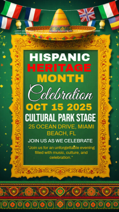 Green Joyful Hispanic Heritage Month Poster Instagram Story Template ...