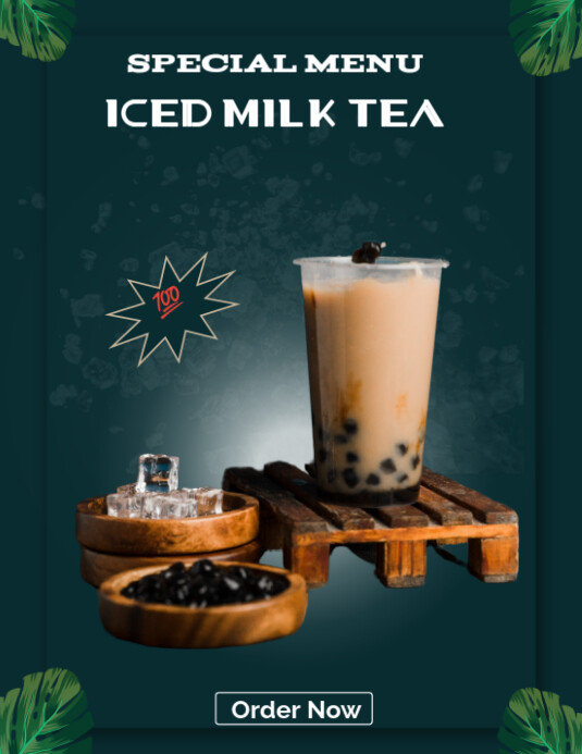 Green Joyful Iced Milk Tea Flyer (us Letter) Template | PosterMyWall