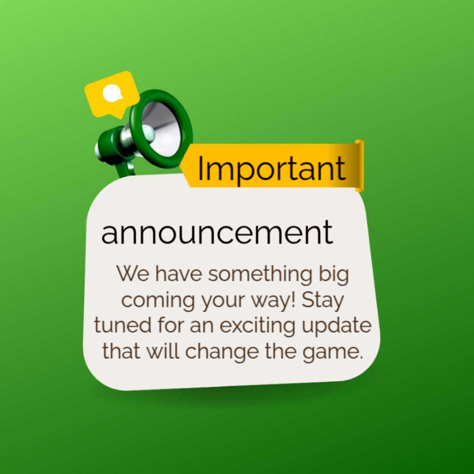 Green Joyful Important Announcement Instagram Post Template | PosterMyWall