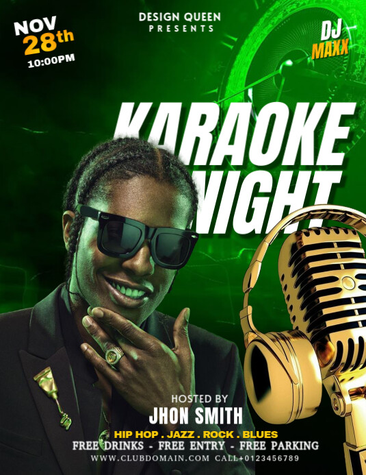 Copy of Green Joyful Karaoke Night Party Flyer (us Letter) | PosterMyWall