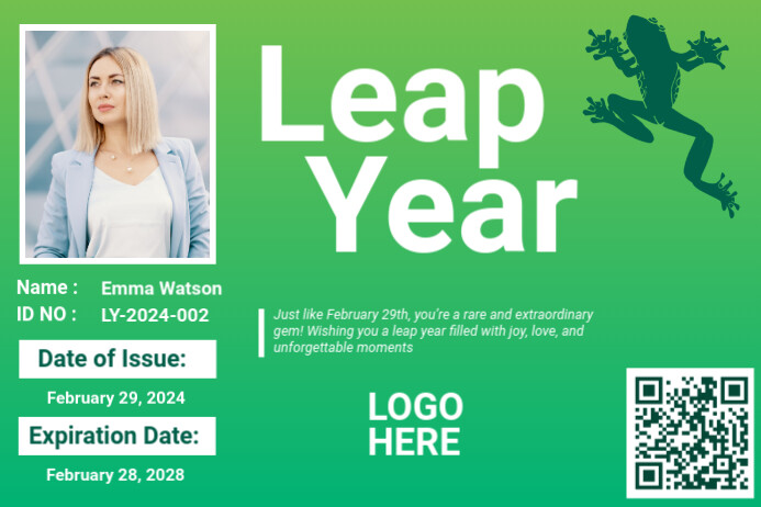 Copy of Green Joyful Leap Year Card Label | PosterMyWall