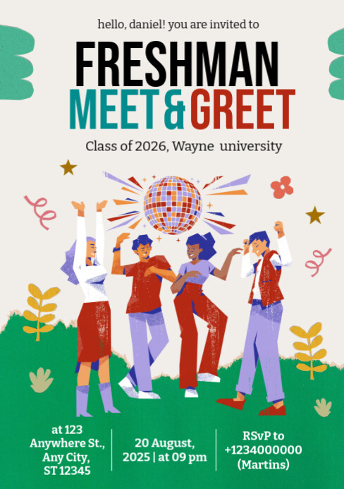 Copy of Green Joyful Meet & Greet Party A5 | PosterMyWall