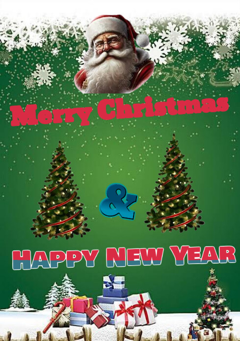 Green Joyful Merry Christmas A4 Template | PosterMyWall