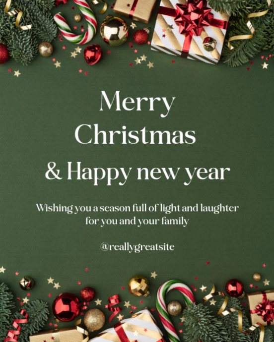 Green Joyful Merry Christmas Instagram Portrait Template | PosterMyWall