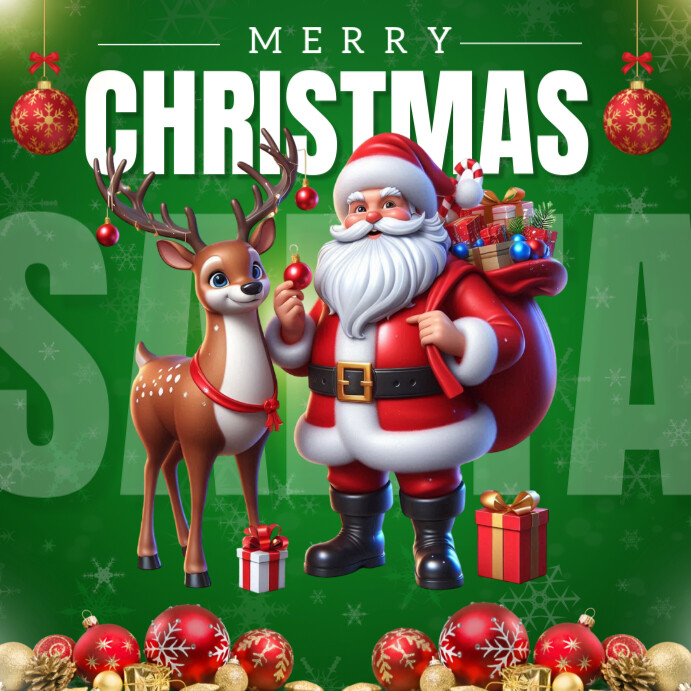 Green Joyful Merry Christmas Instagram Post Template | PosterMyWall