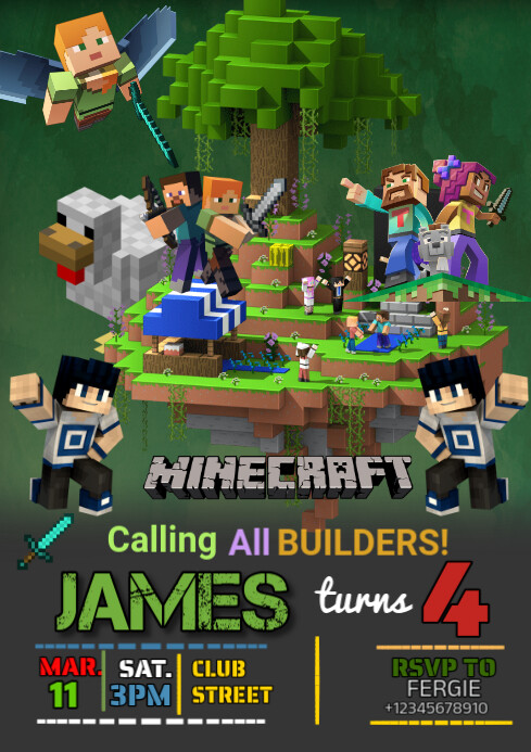 Green Joyful Minecraft A4 Template | PosterMyWall