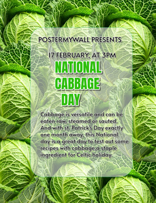 Copy of Green Joyful National Cabbage Day Flyer (us Letter) | PosterMyWall