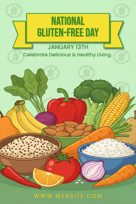 Green Joyful National Gluten-free Day Poster Template | PosterMyWall