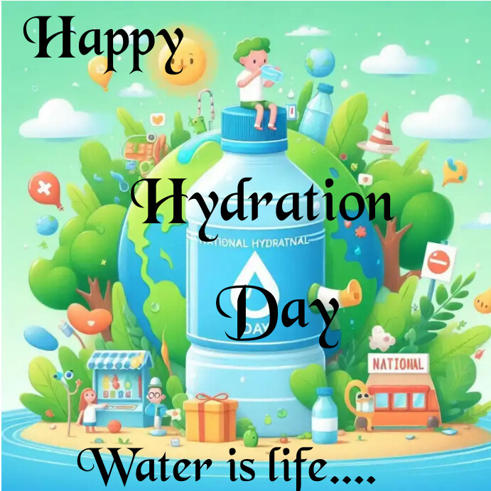 Green Joyful National Hydration Day Instagram Template | PosterMyWall