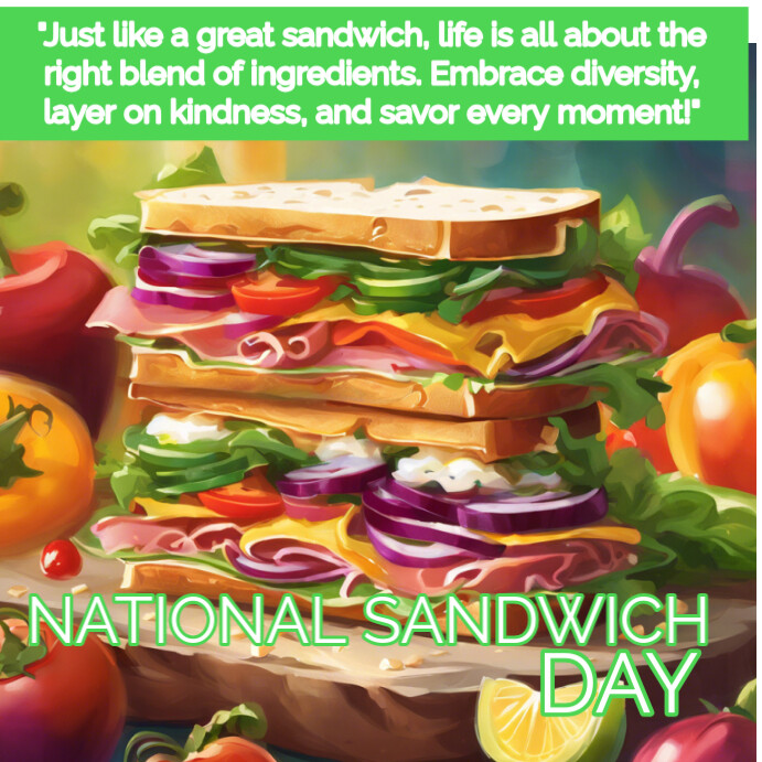 Plantilla de Green Joyful National Sandwich Day Instagram Post ...