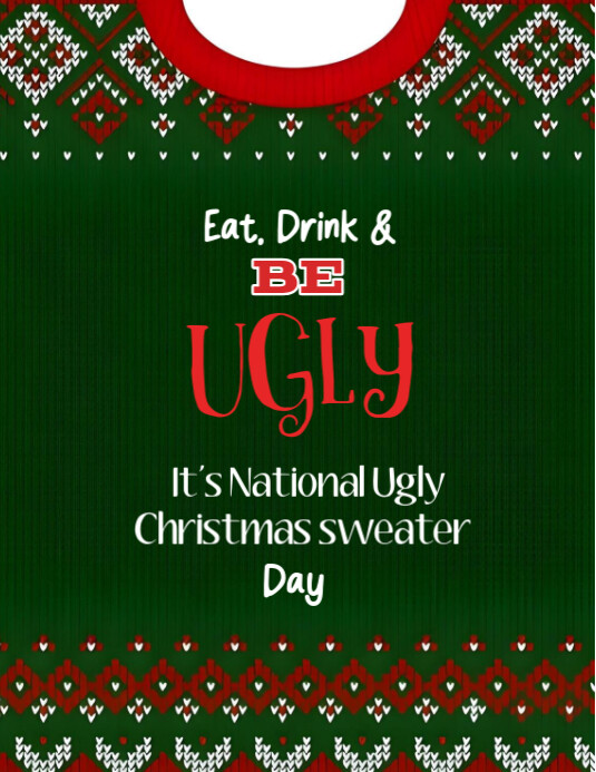 Plantilla de Green Joyful National Ugly Sweater Day Flyer (us Letter ...