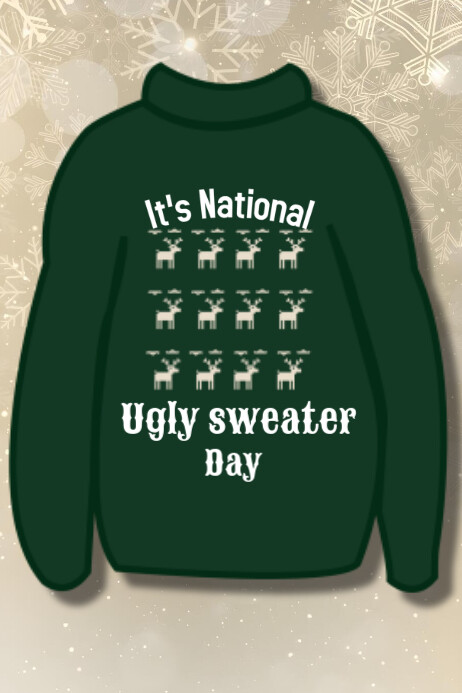 Green Joyful National Ugly Sweater Day Poster Template | PosterMyWall