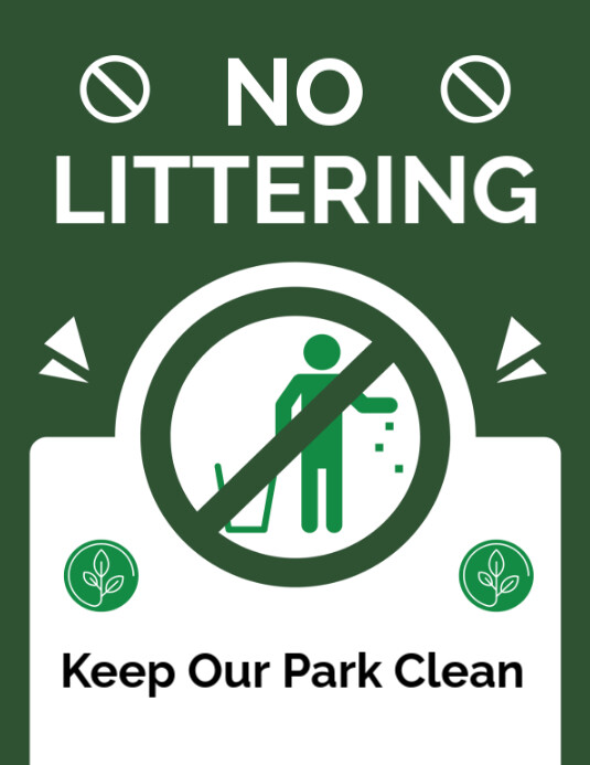 Plantilla de Green Joyful No Littering Clean Our Park Flyer (us Letter ...